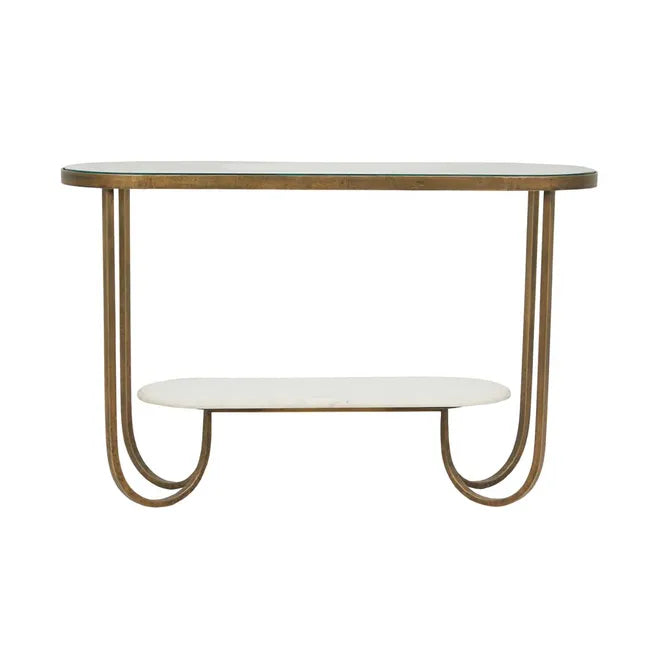 Amelie Curve Console | White Marble | Antique Brass – ReesandRees