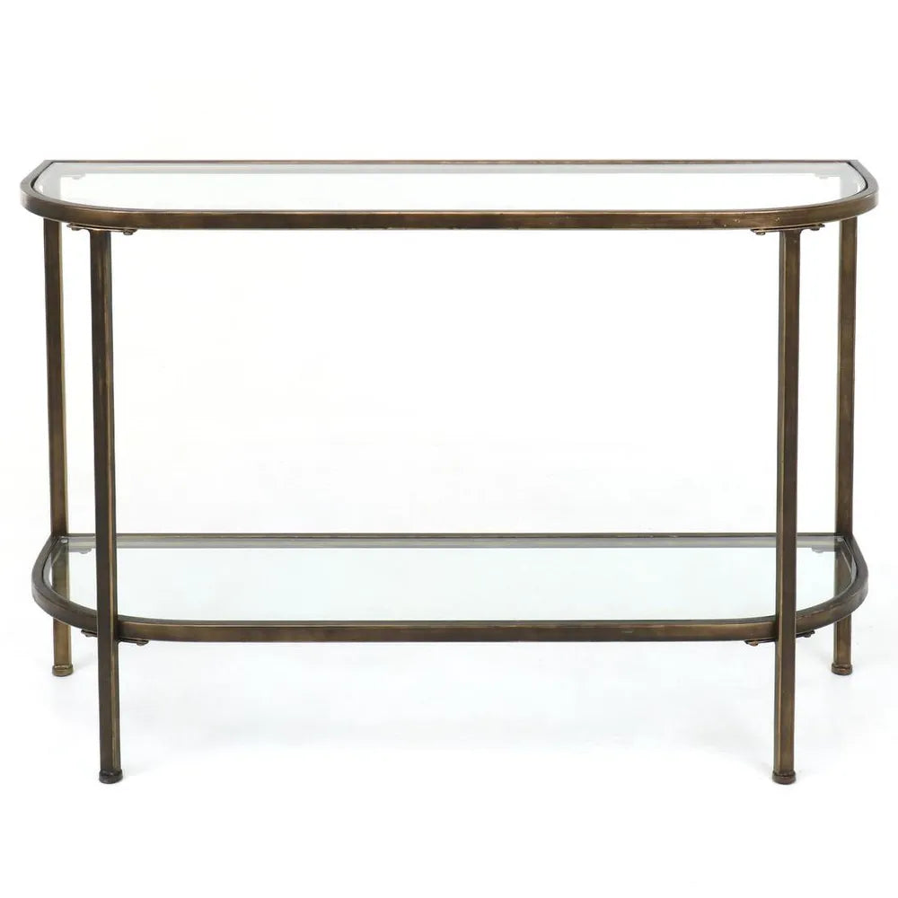 Palladium Curved Glass Console Table | Brass – ReesandRees